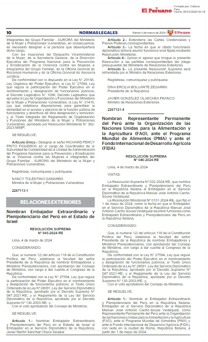 Designan al embajador Manuel Cacho-Souza como representante permanente ...