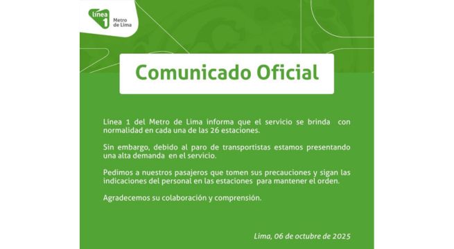 Paro de transportistas: alta demanda y largas colas en la Línea 1 del Metro