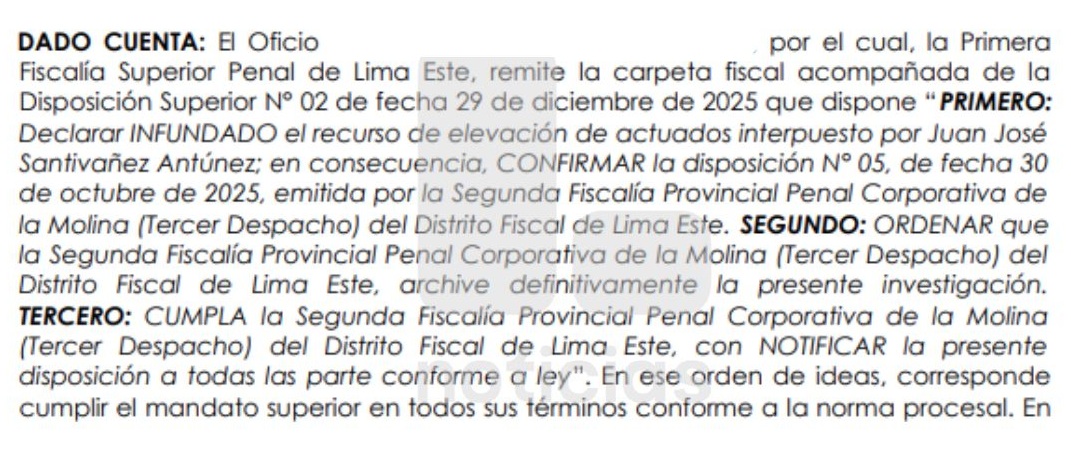 Fiscalía declara infundada denuncia de Juan José Santiváñez contra ...