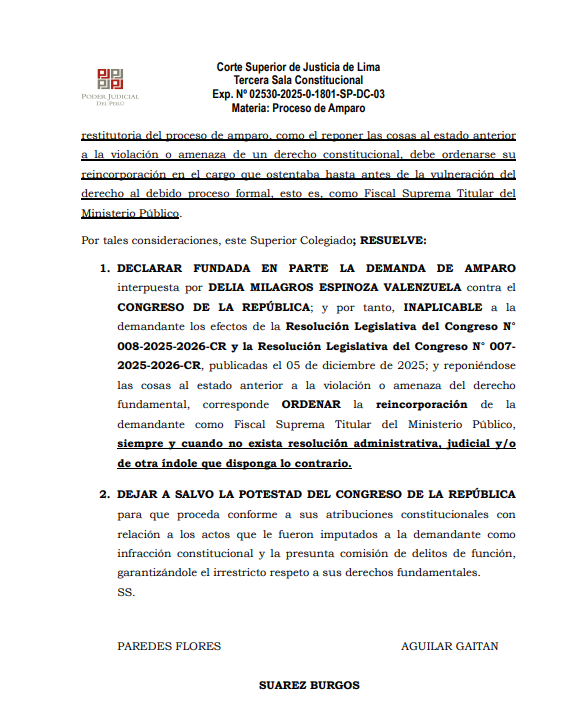 Poder Judicial declara inaplicable inhabilitación por 10 años contra ...